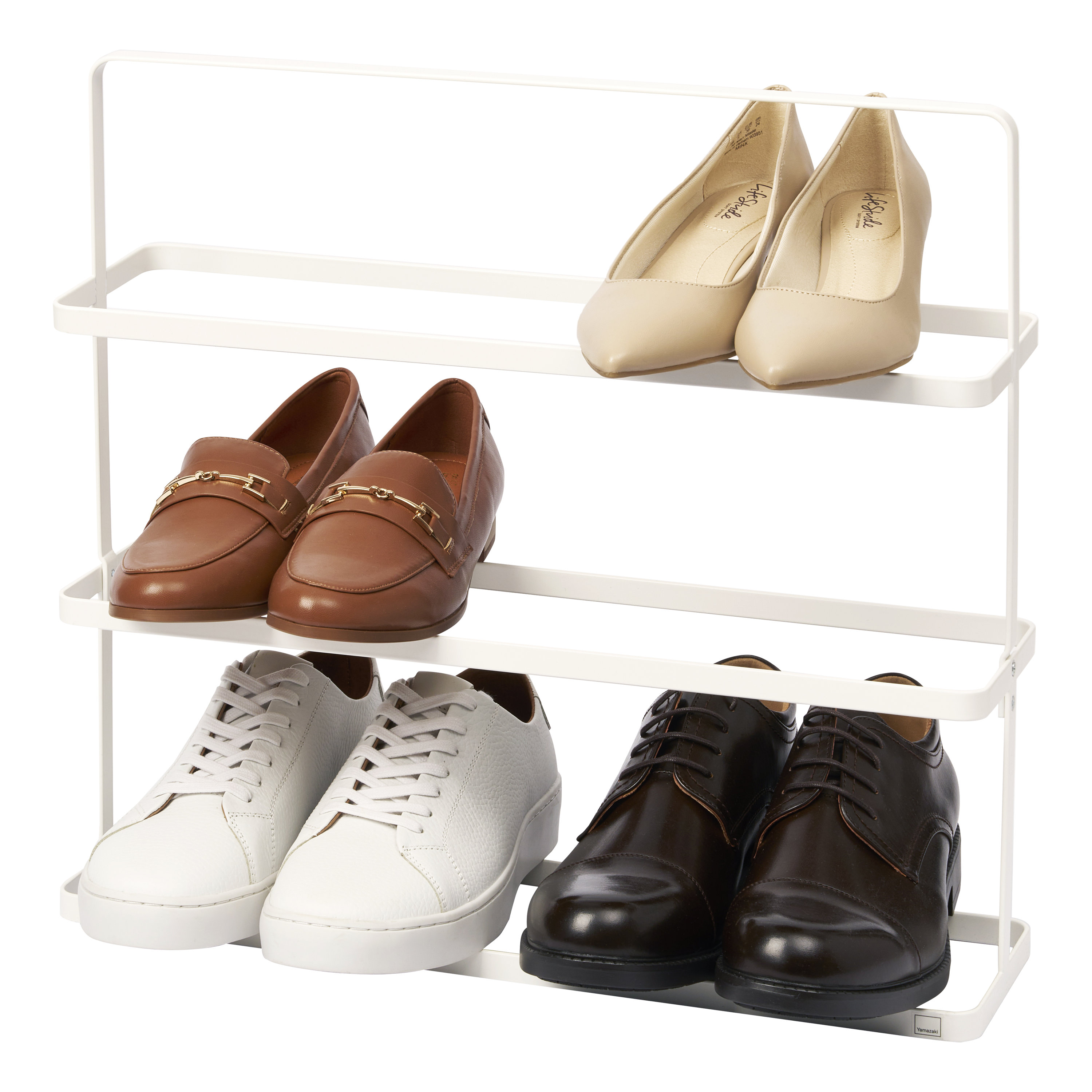 Yamazaki Home Shoe Rack, Wide, Short, Steel, Short, Holds 6 to 9 shoes ...