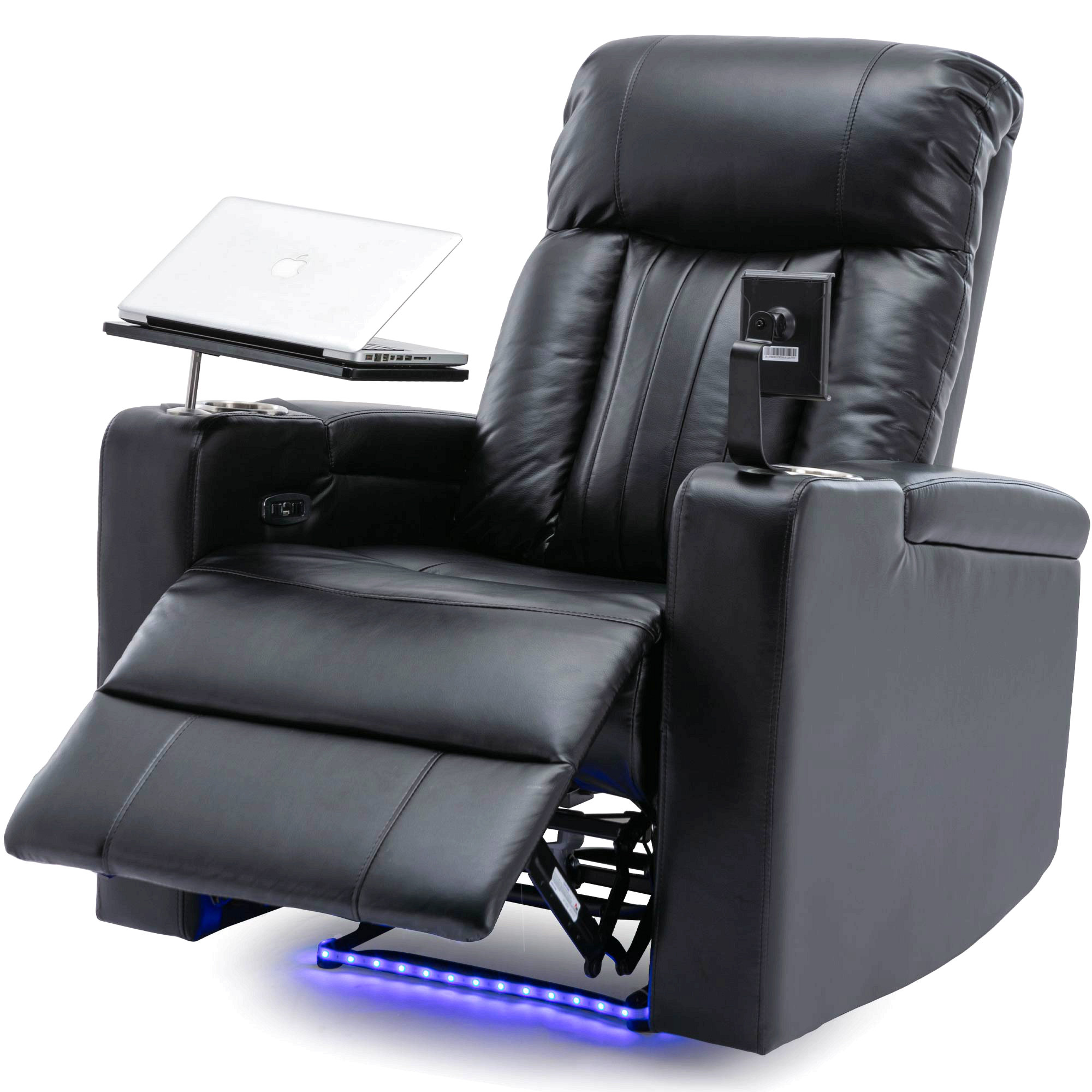 Orren Ellis Premium Power Recliner With Storage Arms, Cupholders ...