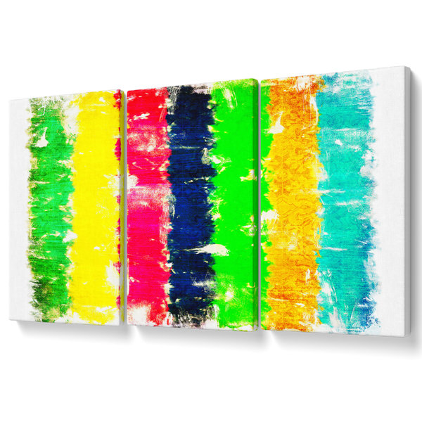 Ivy Bronx Crayon Delight - 3 Piece Wrapped Canvas Graphic Art | Wayfair ...