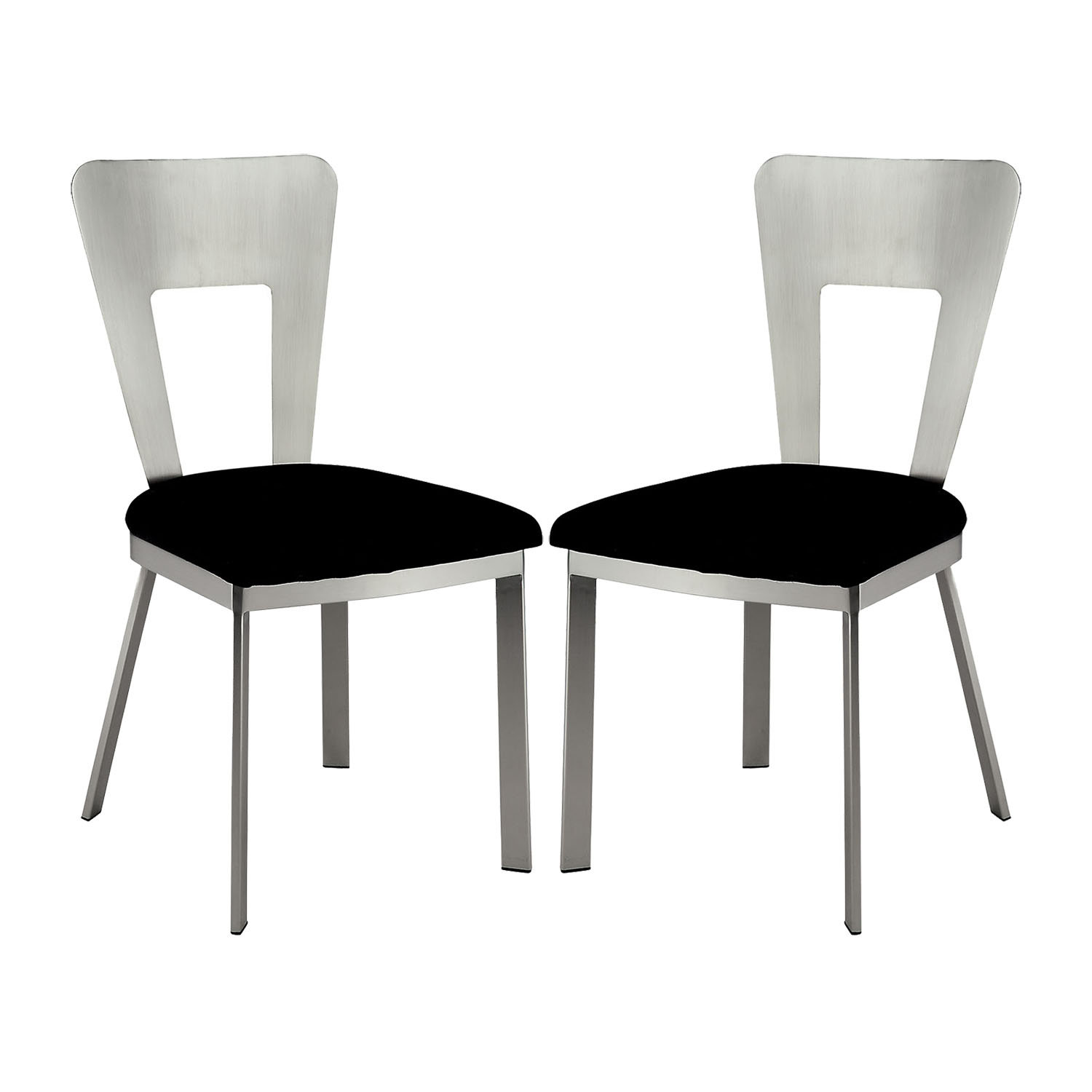 Corrigan Studio® Set of 2 Microfiber and Metal Side Chairs in Silver ...