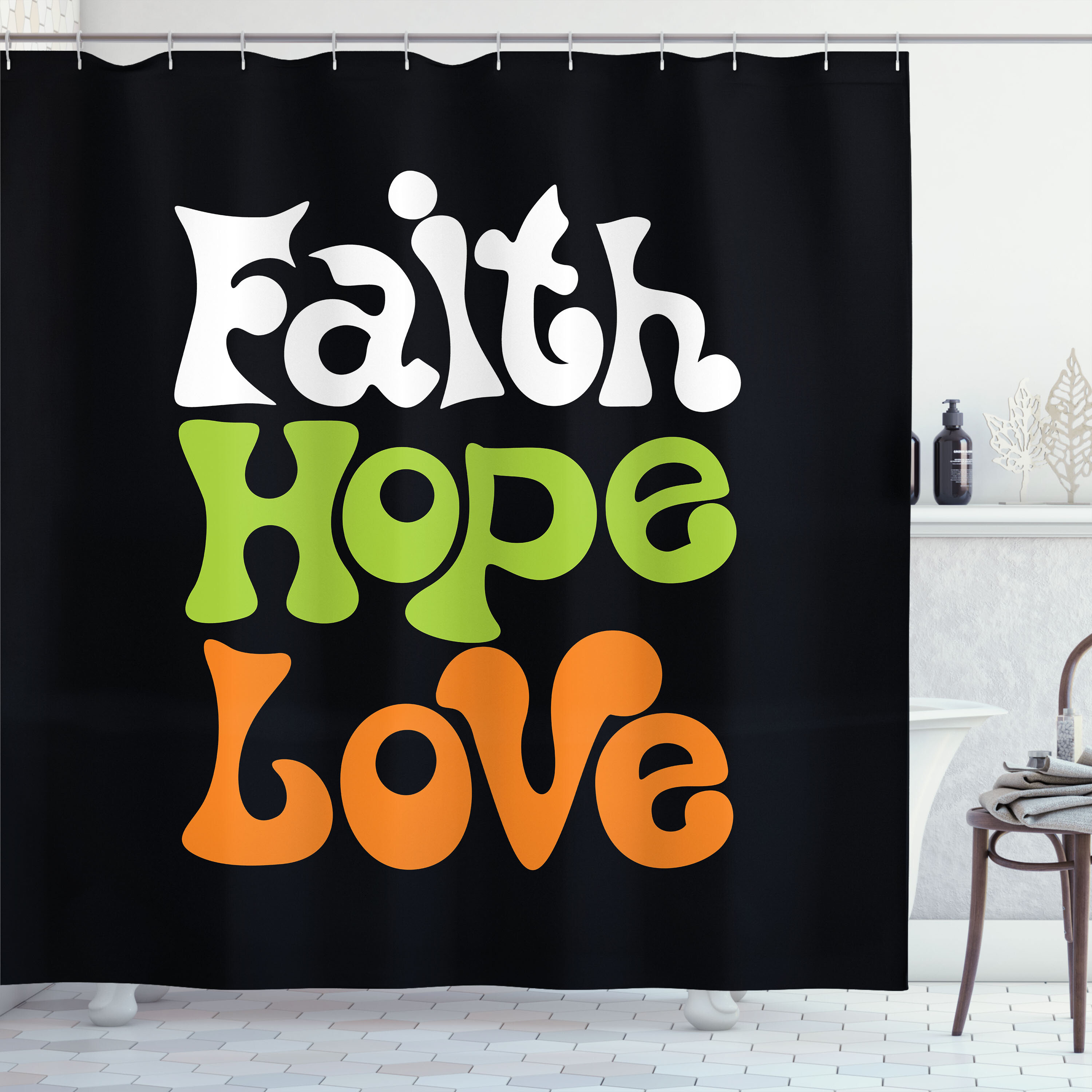 George Oliver Hope Shower Curtain Vintage Faith Love Words | Wayfair