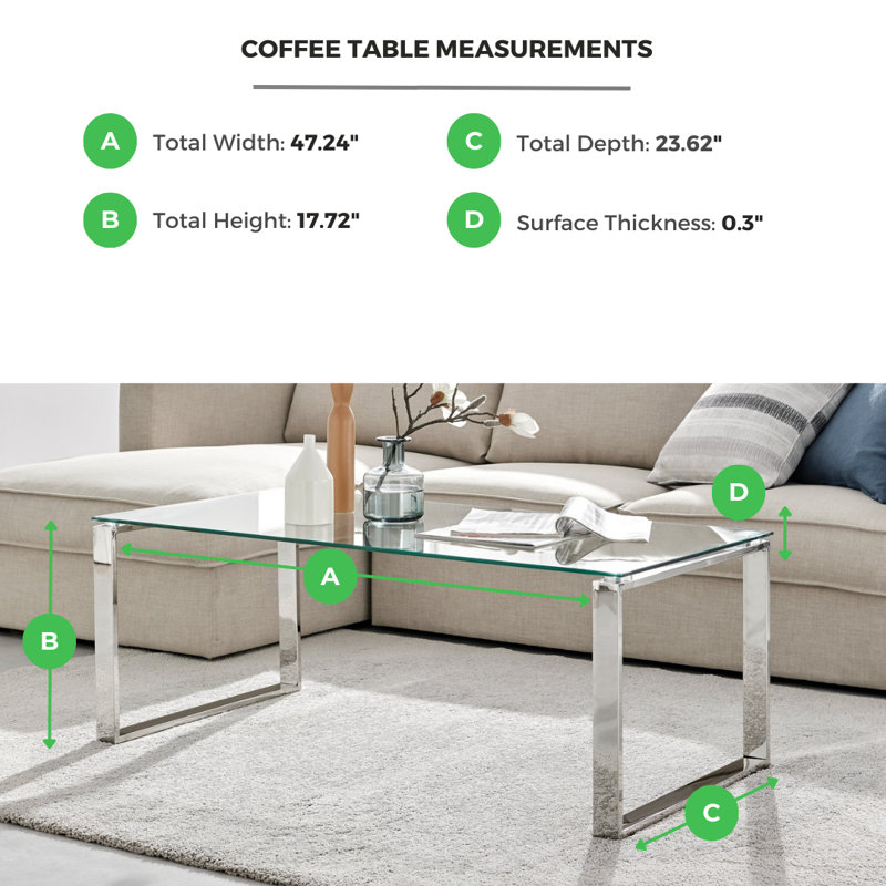 East Urban Home Eugenia Modern Sleek Sled Design Chrome Metal and Glass ...