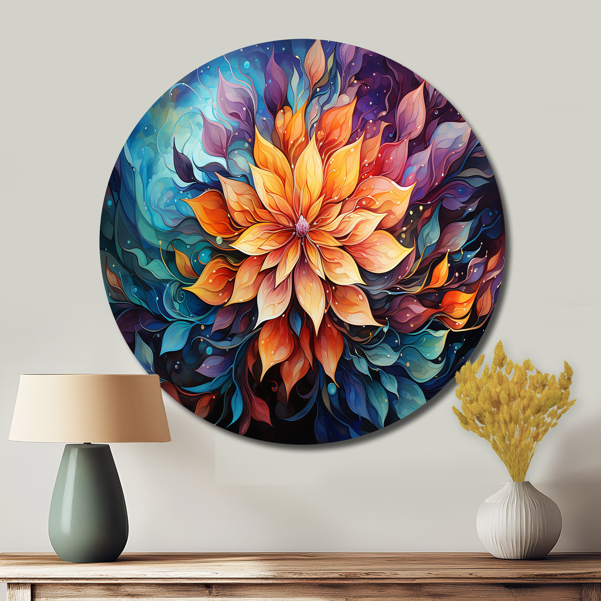 Design Art Meditation Mindfulness Mandala I - Spiritual Round Metal Art ...