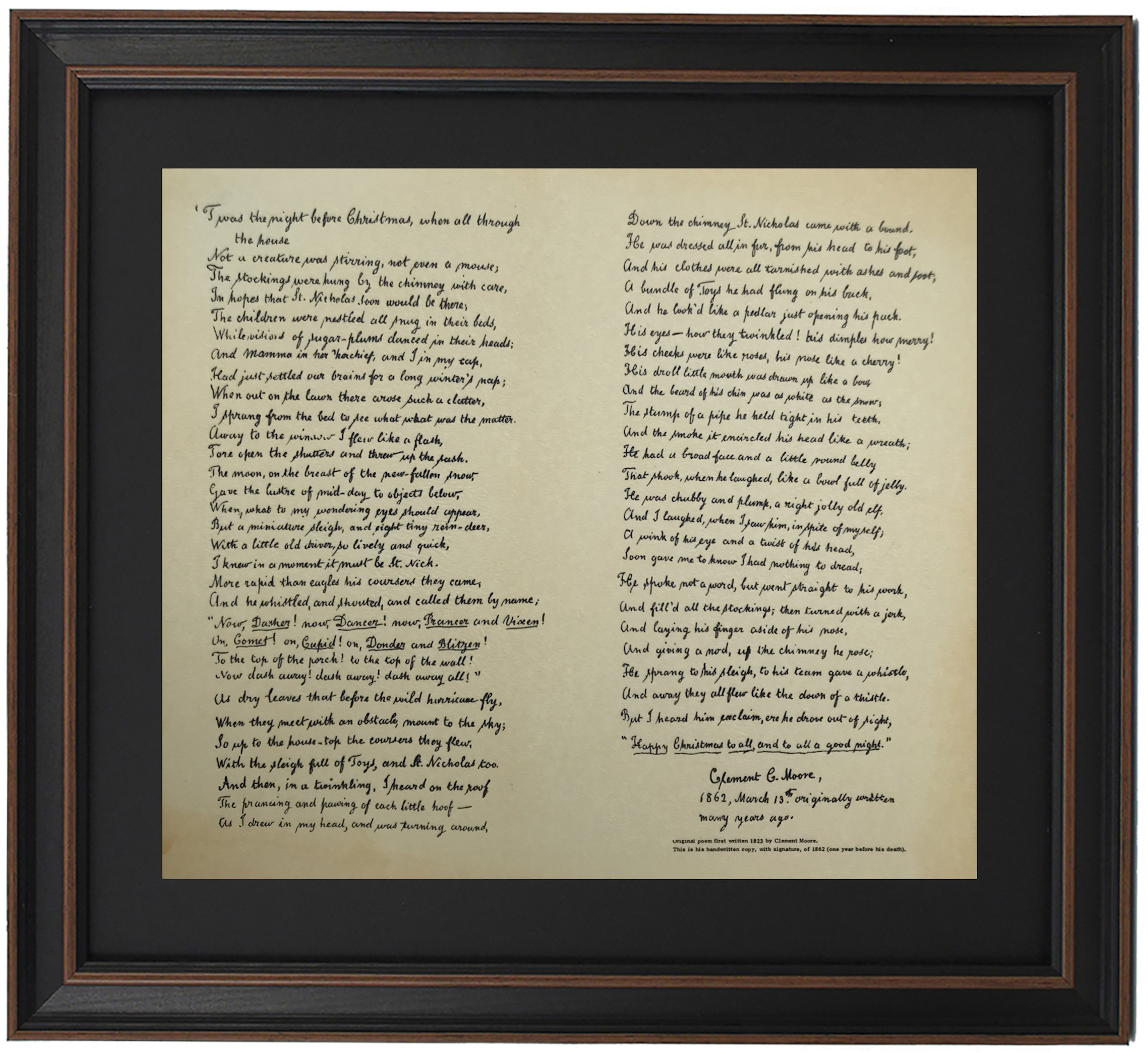 Alcott Hill® Night Before Christmas Poem in Clement Moore's Handwriting ...