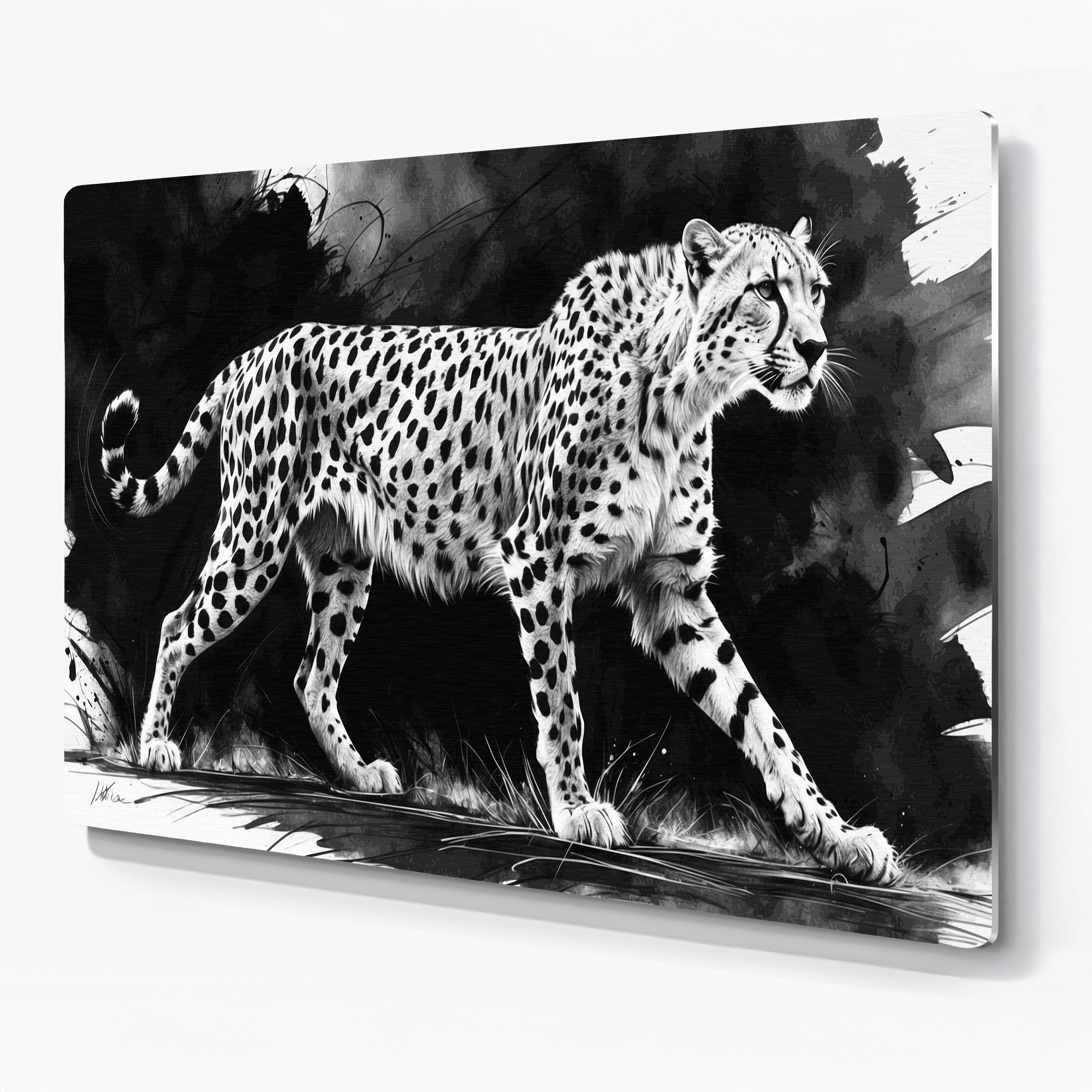 Orren Ellis Big Cats King Cheetah Gray Metal Wall Art | Wayfair