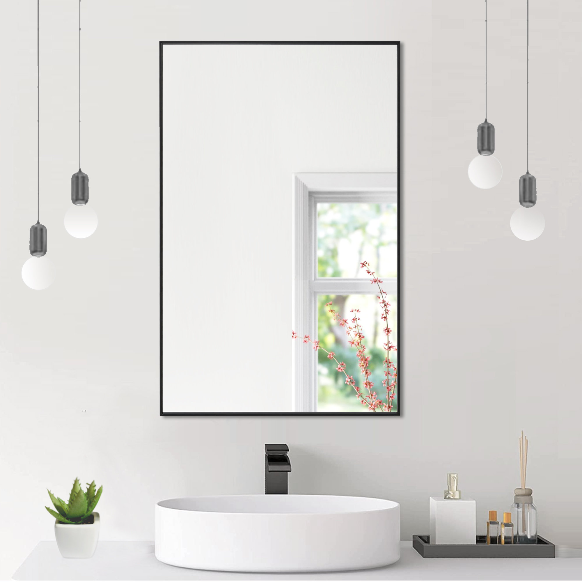 Ledel Modern & Contemporary Rectangle Bathroom Vanity Mirror Metal ...