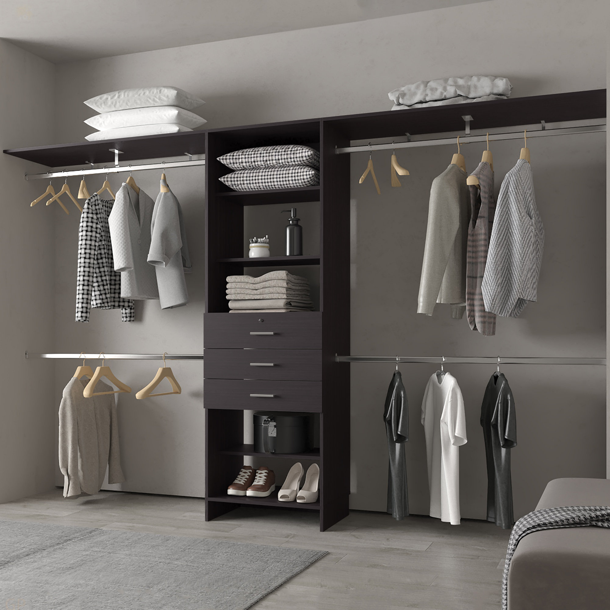 George Oliver FM FURNITURE Geek Modular Closet Organizer System With ...