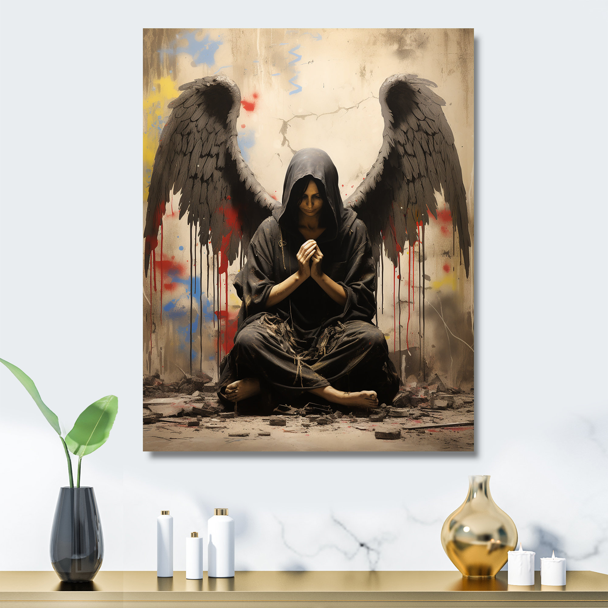 Trinx Angel Wings Rebel Street Art II - Pop Art Metal Wall Art | Wayfair