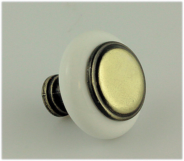 D. Lawless Hardware (5 Pack) 1-1/4 inch Antique Brass Center Knob White ...