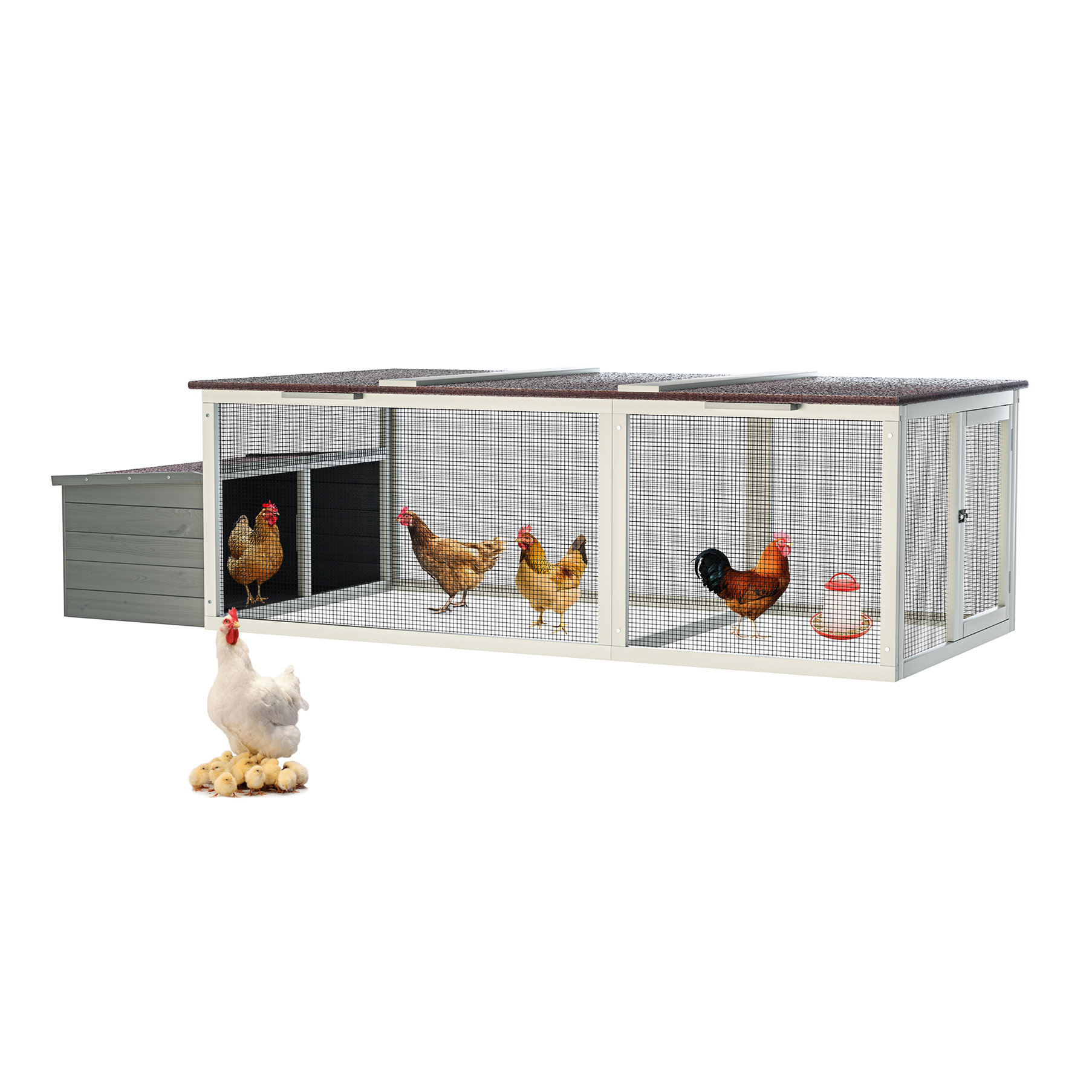August Grove® 20.93Ft Outdoor Chicken Coop With Nesting Box, Asphalt ...