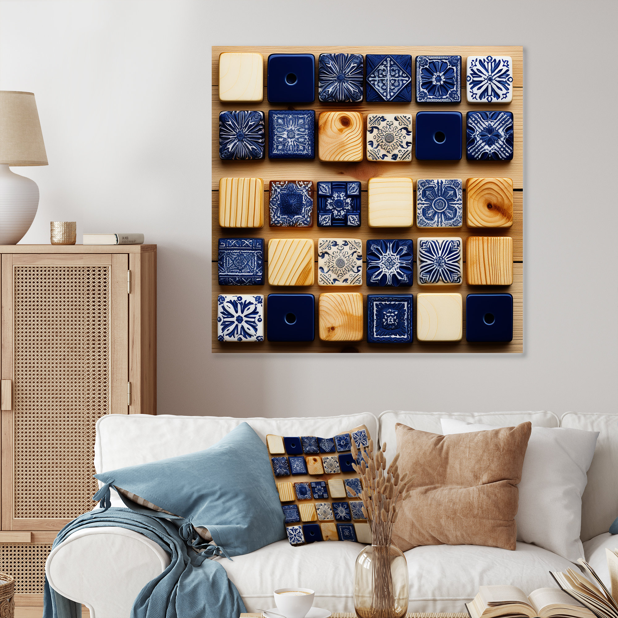 Dakota Fields Boho Blue Colors Tiles - Boho Tiles Metal Wall Art | Wayfair