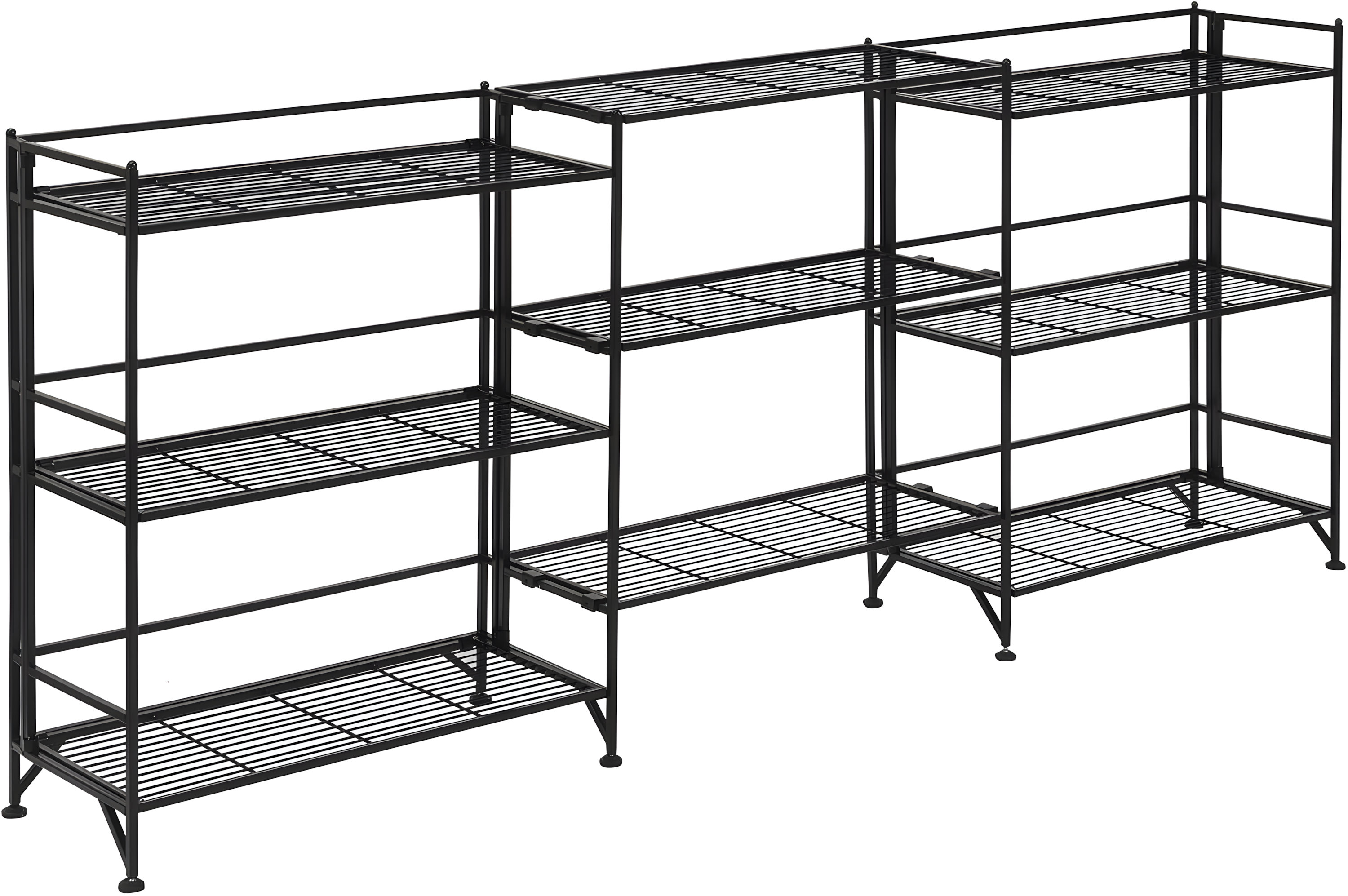 Rebrilliant 3-Tier Wide Folding Metal Shelves With Extension Shelves ...