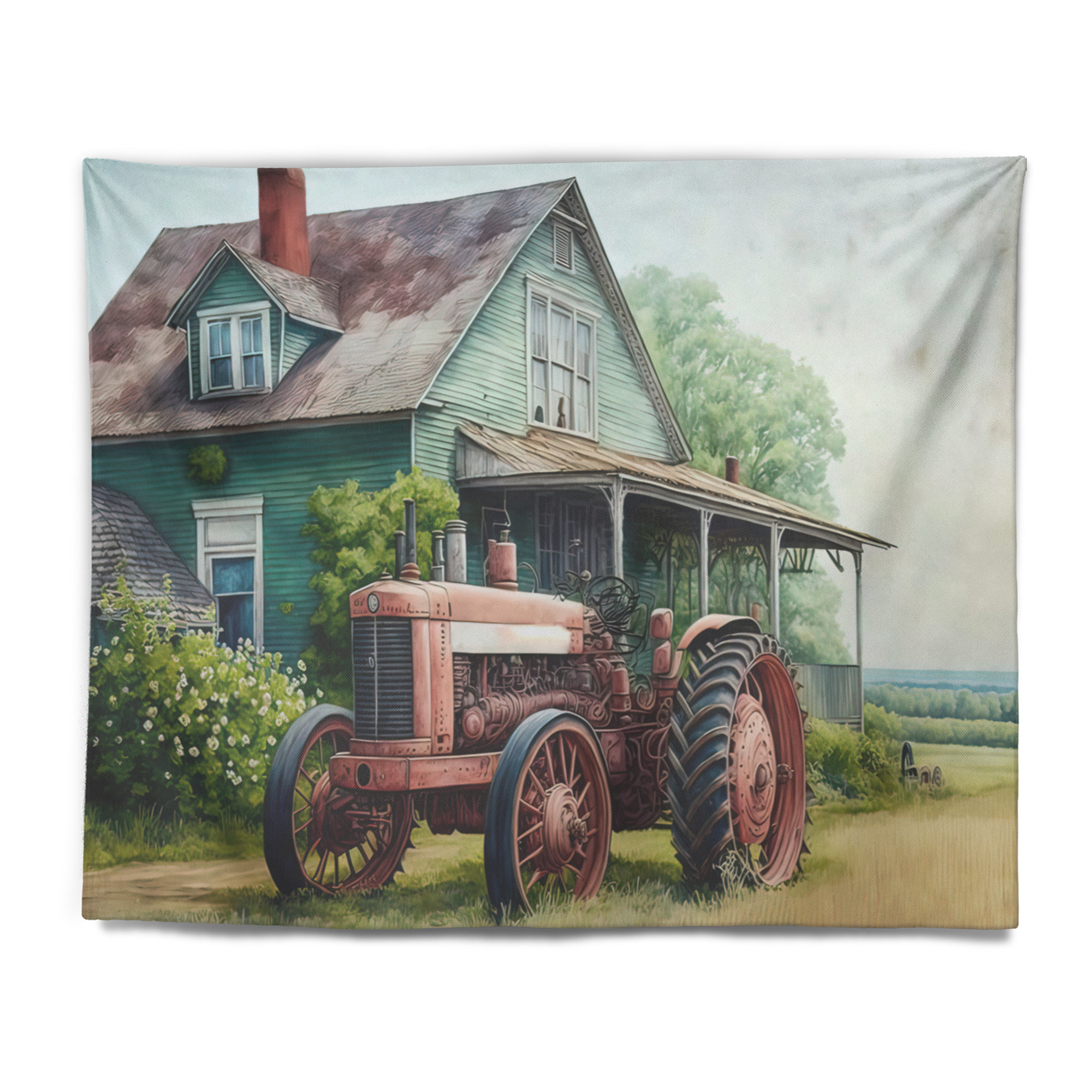August Grove® Polyester Tractor in Barn II Tapestry | Wayfair