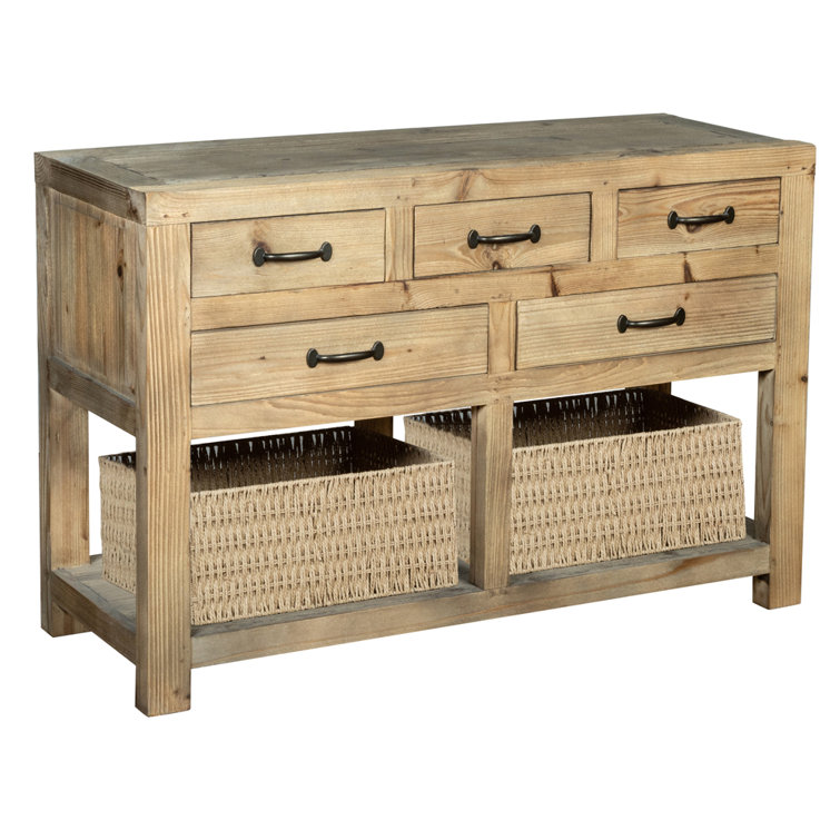 Alpen Home Reclaimed 5 Drawer Sideboard with 2 Storage Baskets ...