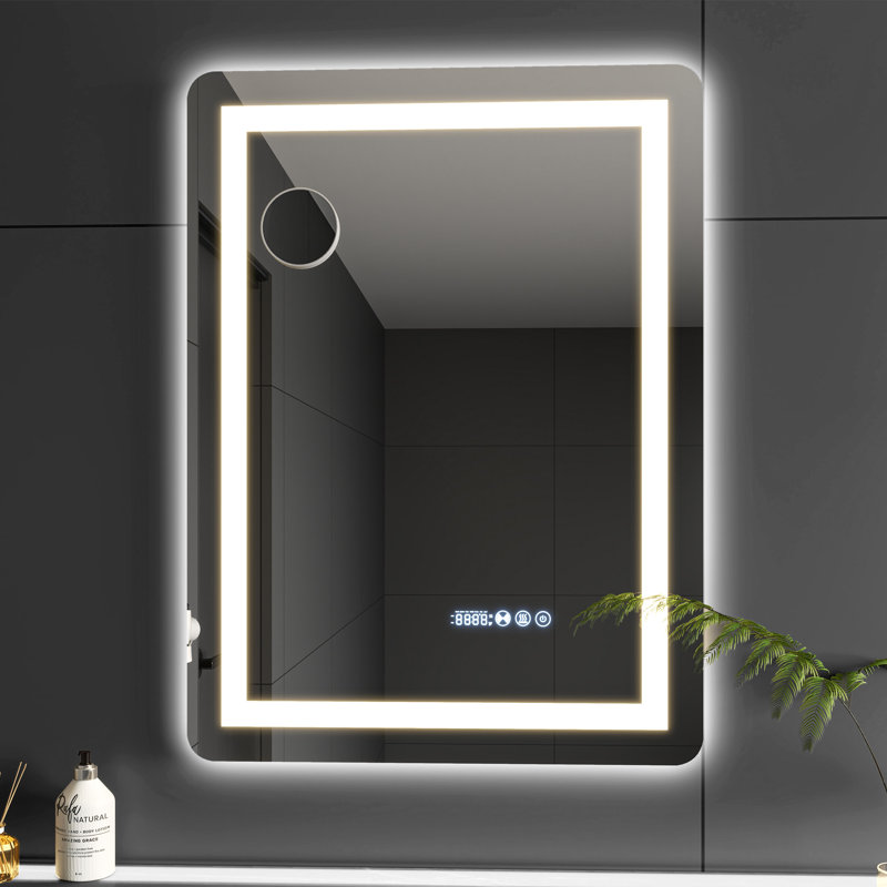 Wrought Studio™ 24'' x 32'' Smart LED Bathroom Mirror with IR Sensor ...