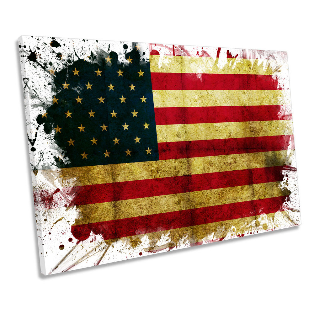 Happy Larry American Flag United States Grunge CANVAS WALL ART Box ...
