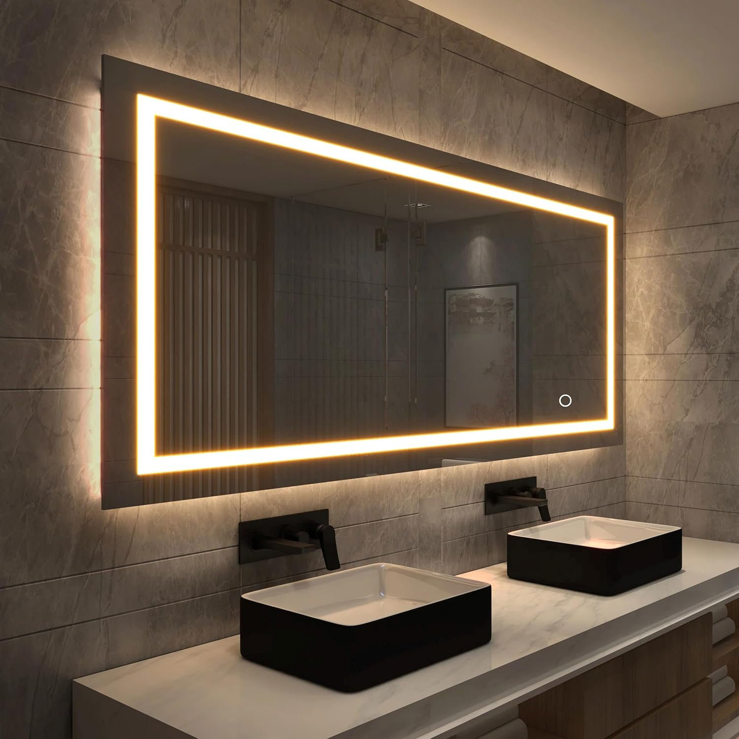 Wen Lighting Bathroom Mirror with LED Lights Dimmable 3 Colors LED ...