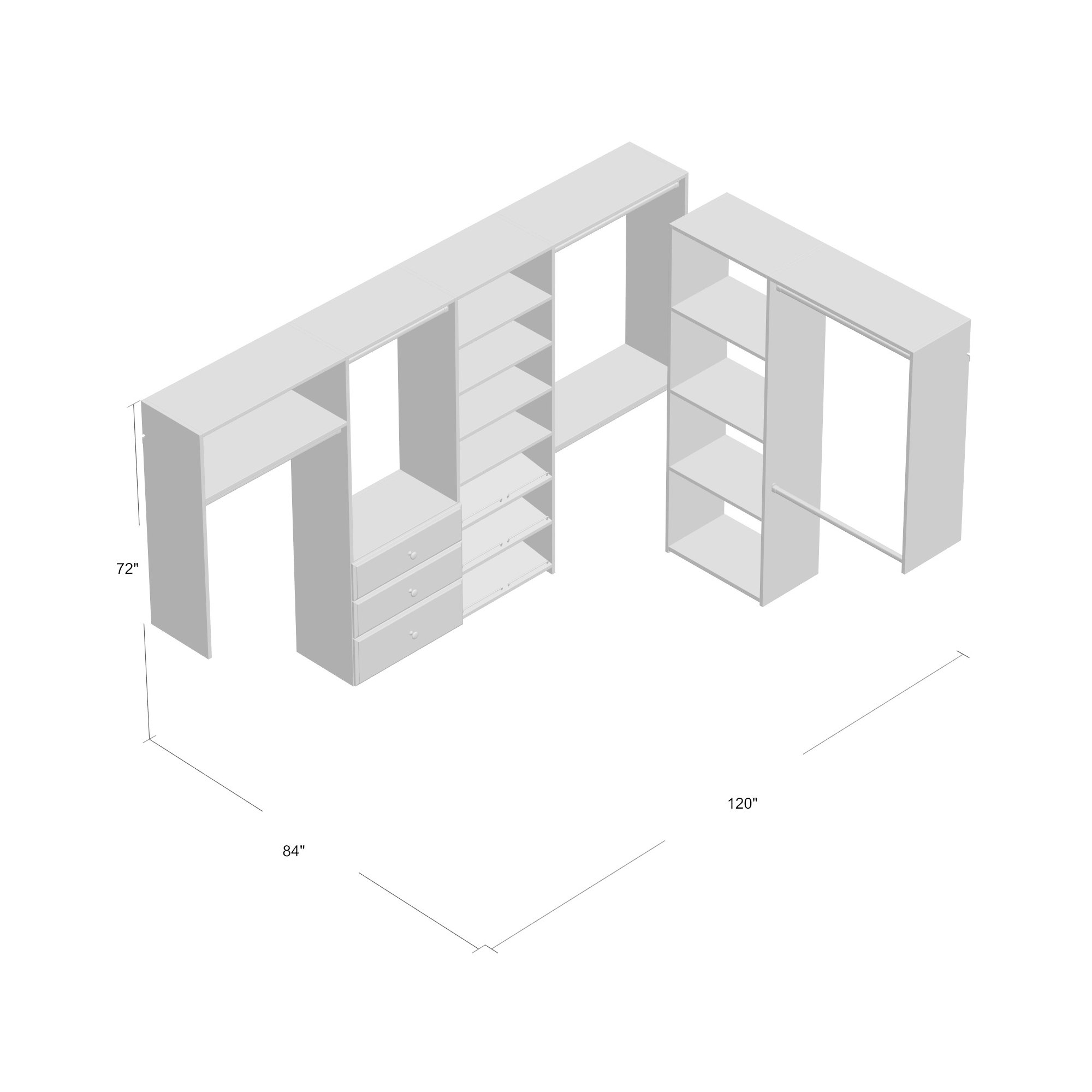 Dotted Line™ Grid 120" W Closet System Corner System & Reviews | Wayfair