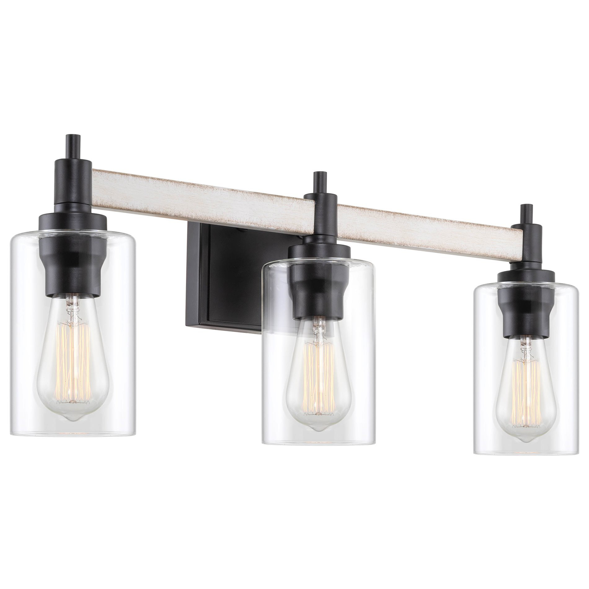 Gracie Oaks Hennagan 3 - Light Dimmable Black, White Ash Vanity Light ...