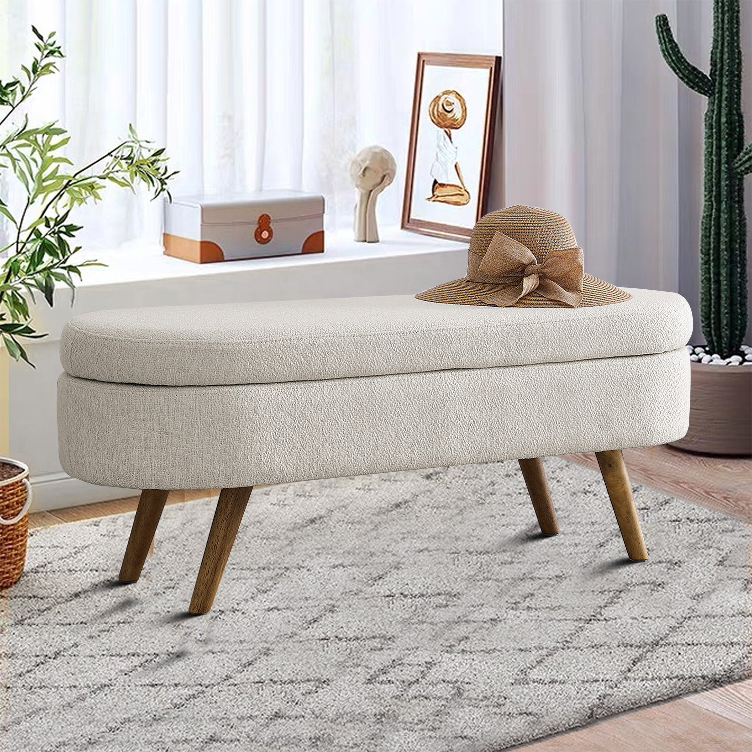 George Oliver Jolett Classic Upholstered Storage Bench with Flip-Top ...
