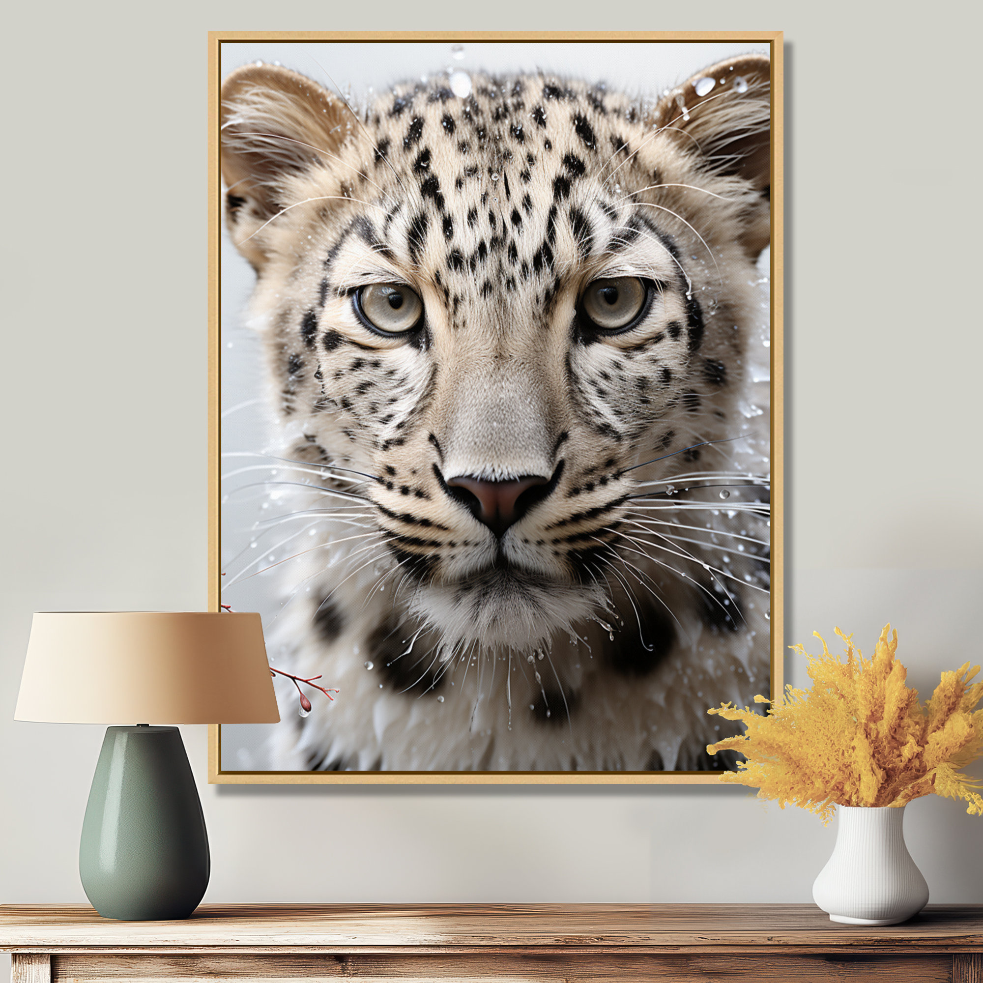 Ebern Designs Subdued Majesty Leopard Snow Charm I - Leopard Canvas ...