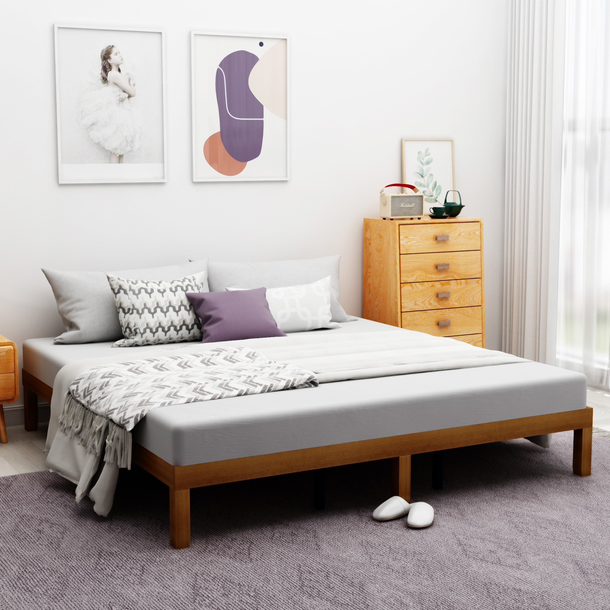 Latitude Run® Queen Size Wood Platform Bed Frame | Wayfair