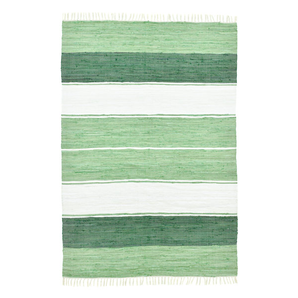 Theko Hand Woven Cotton Green/White Indoor Rug | Wayfair.co.uk