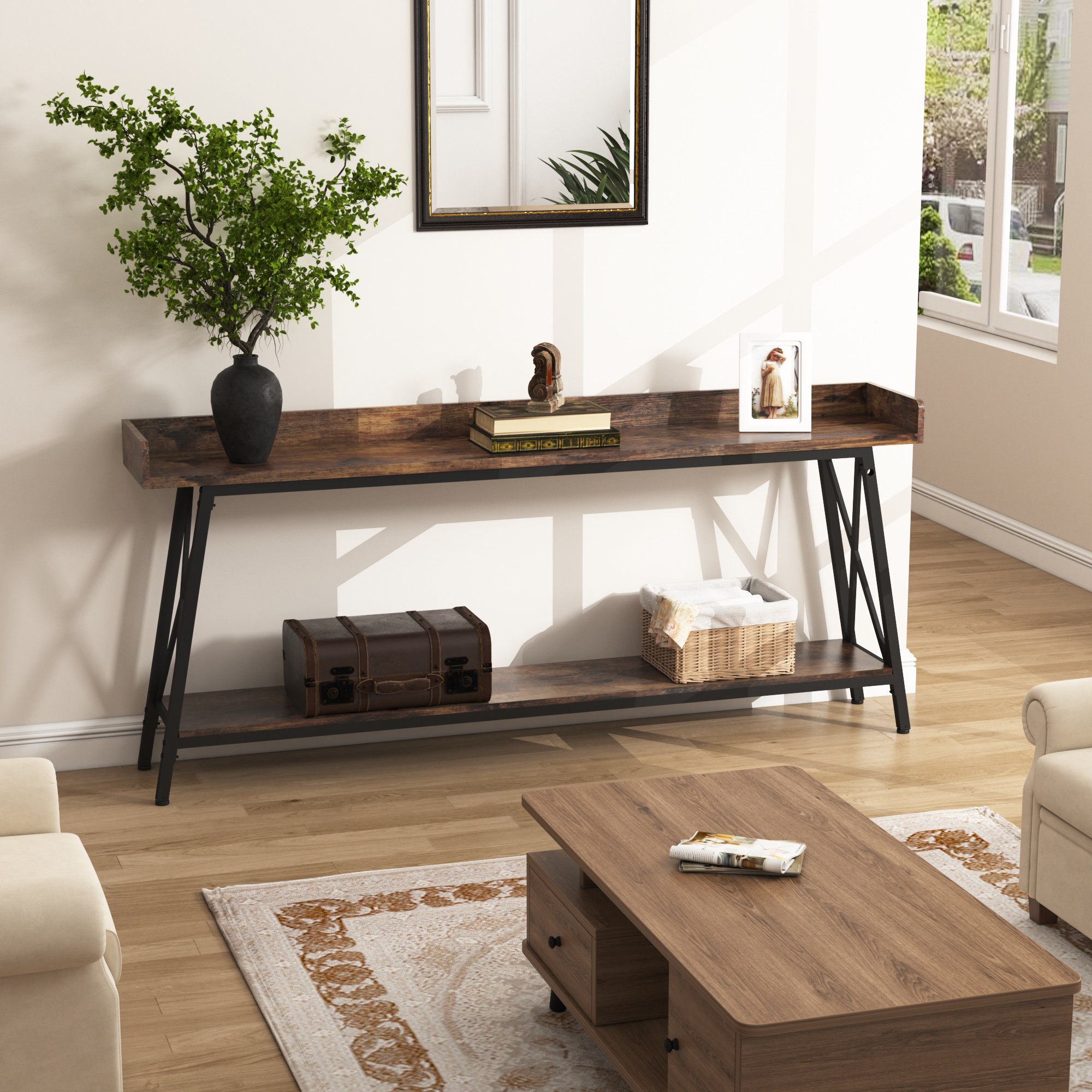 17 Stories 70.87 Inch Extra Long Console Table Behind Couch | Wayfair