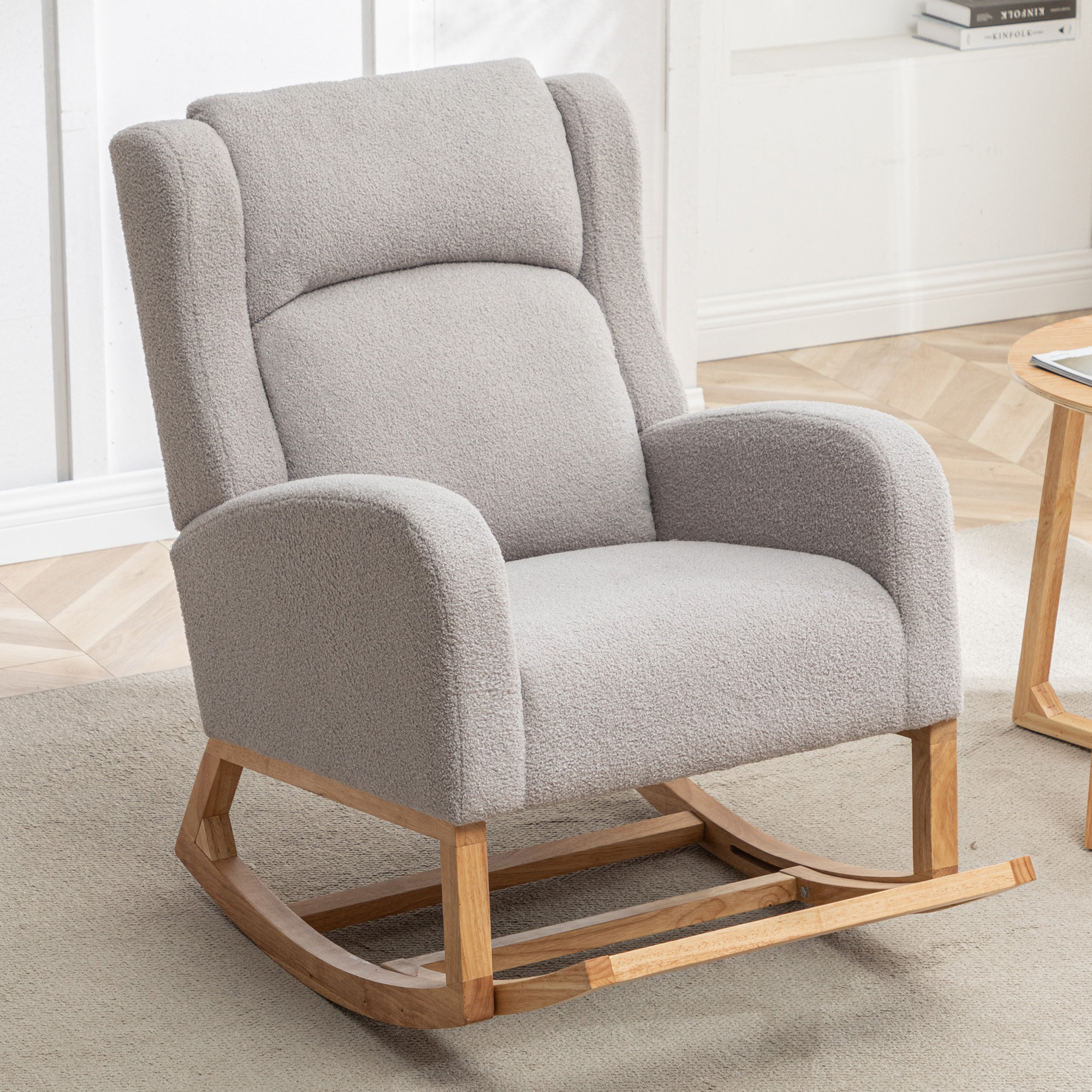 Harriet Bee 27.3" Wide Rocking Chair with Solid Wood Leg and Footrest ...