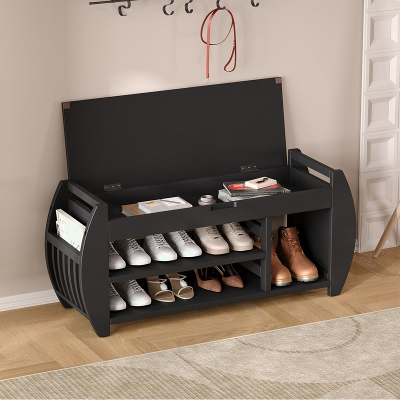 Lark Manor™ Retro Multifunctional Storage Bench with Cushion and Curved ...