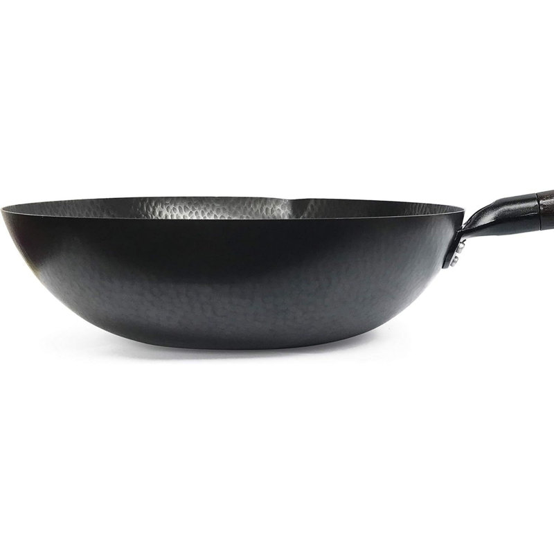 Anadea 10'' Non-Stick Carbon Steel Stainless Steel Wood Wok | Wayfair