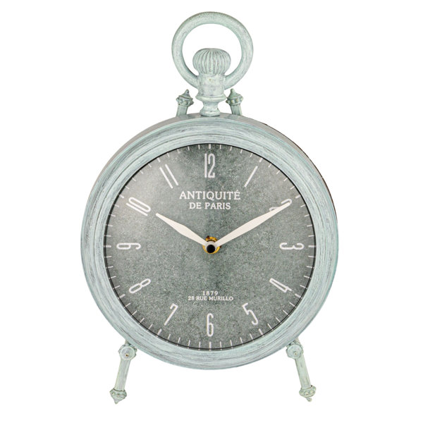 Lark Manor™ Antique White Mantel Clock With Pewter Finish And Iron Base ...