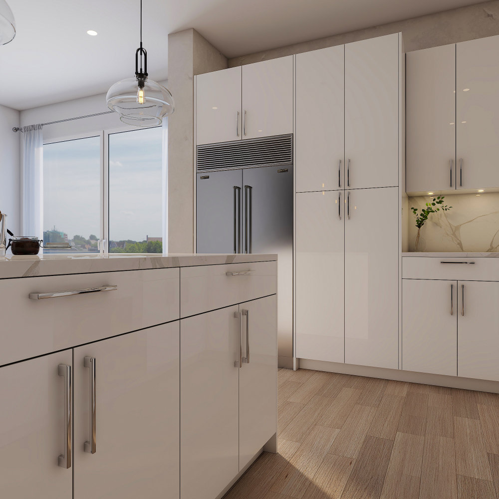 Cambridge Shaker White Slab Style Kitchen Cabinet Toe Kick (96 " W x 1 ...