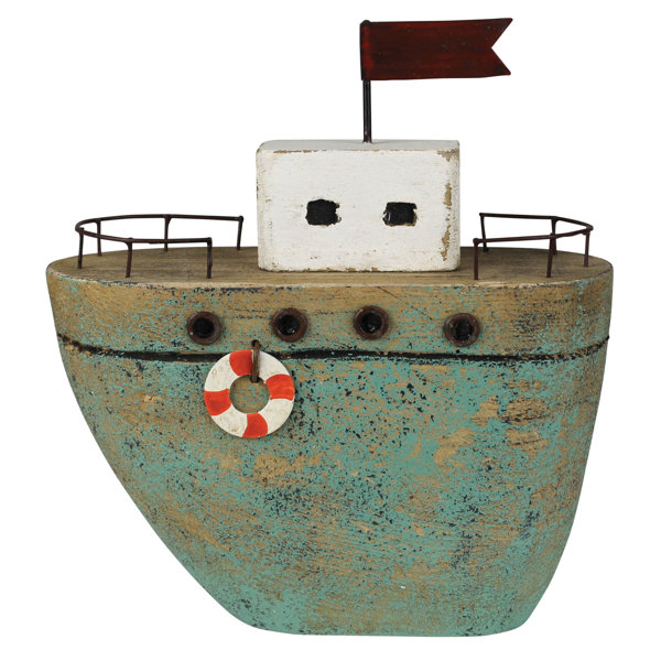 Bungalow Rose Tug Boat Wood Sculpture | Wayfair