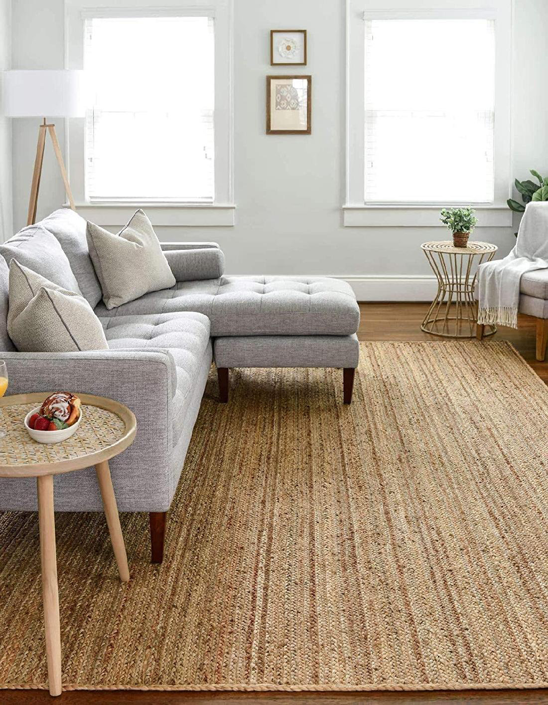 Gracie Oaks Handwoven Jute Area Rug- Rustic Vintage Braided Reversible ...