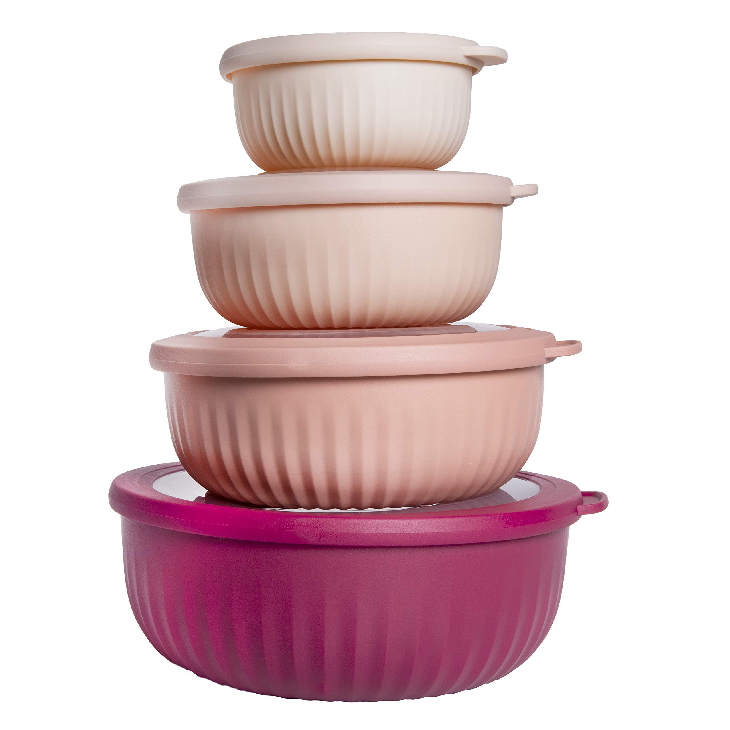 ColorLife Prep Bowls With Lids- Wide And Deep Nesting Plastic Small Mixing Bowl Set With Lids, 8 ...