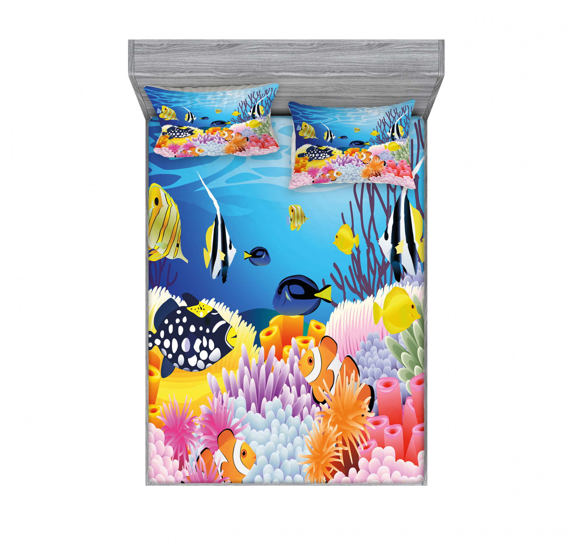 Ambesonne Water Life with Different Kind of Fishes Coral Reefs and ...