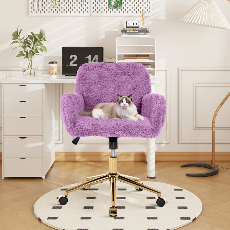 Ivy Bronx Leaster Faux Fur Home Office Chair & Reviews | Wayfair