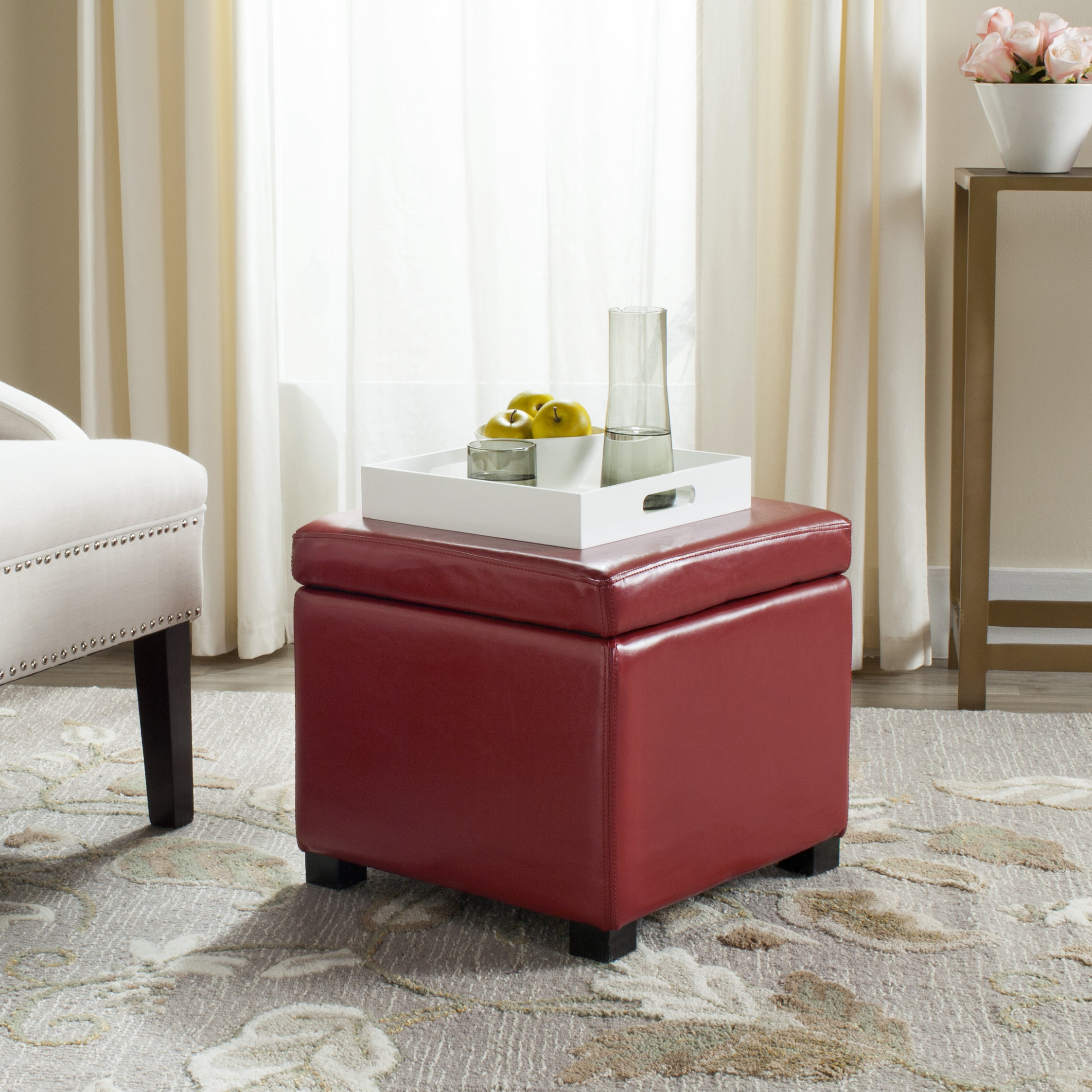 Latitude Run® Kamyra 18.1" Wide Faux Leather Square Ottoman with ...