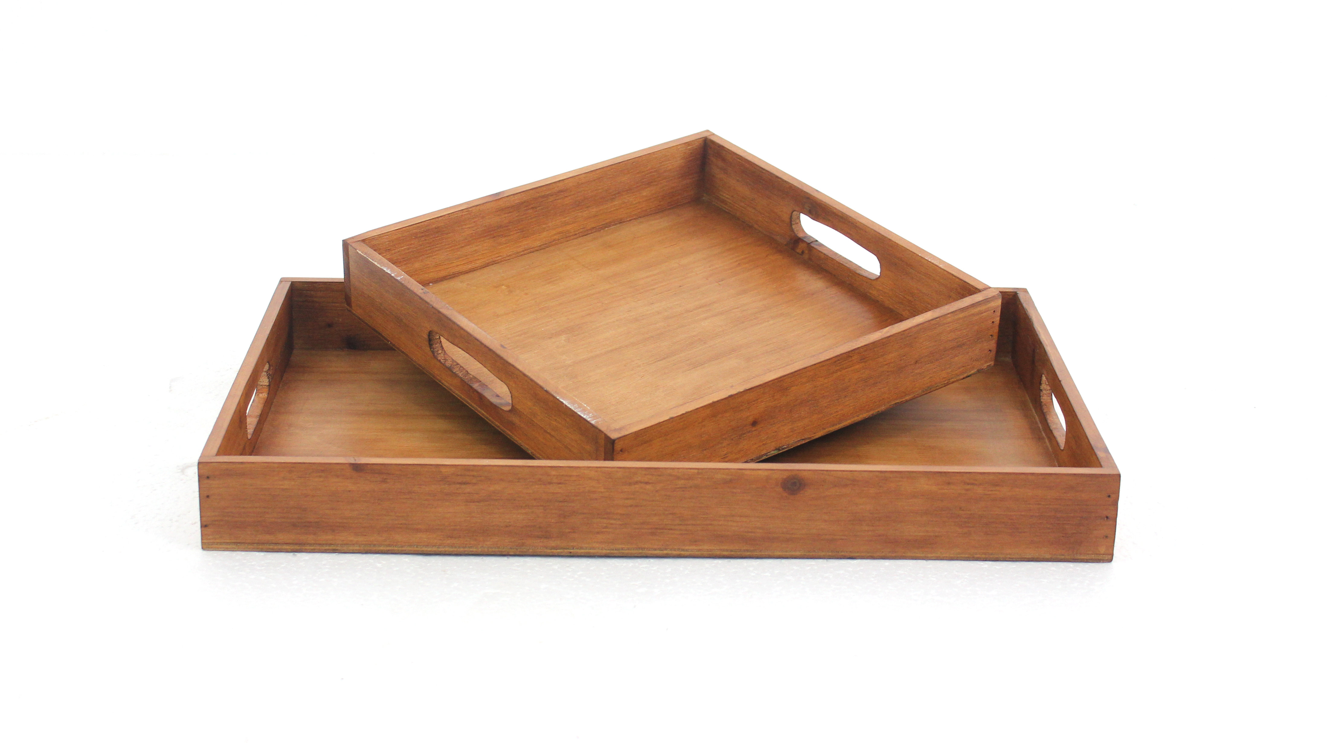 Union Rustic Grosvenor Wooden 2 Piece Coffee Table Tray Set | Wayfair