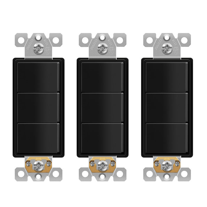 Enerlites 15-Amp Single Pole Triple Rocker Light Switch | Wayfair