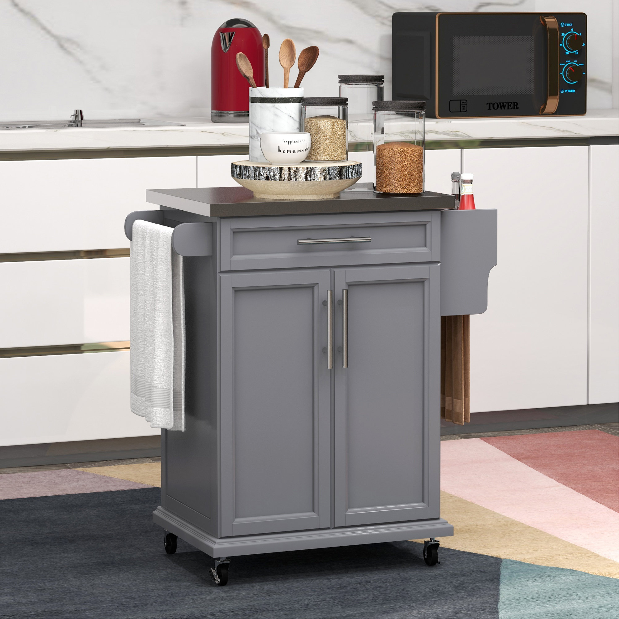 Lark Manor™ Kitchen Island On Wheels, Rolling Kitchen Cart With ...