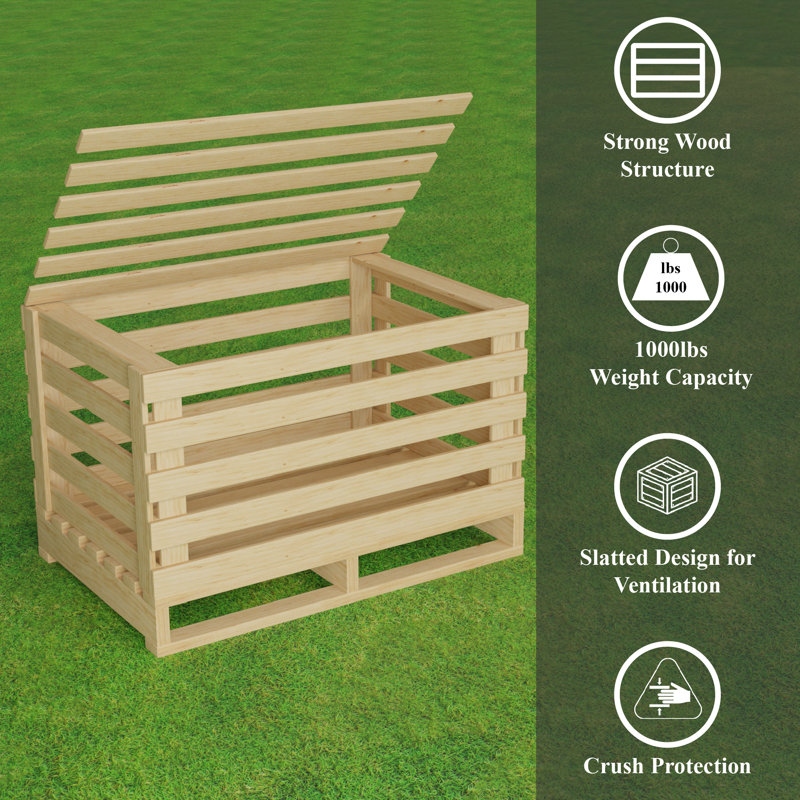 Rebrilliant Wooden Stackable Shipping Crate With Slatted Heavy Duty ...