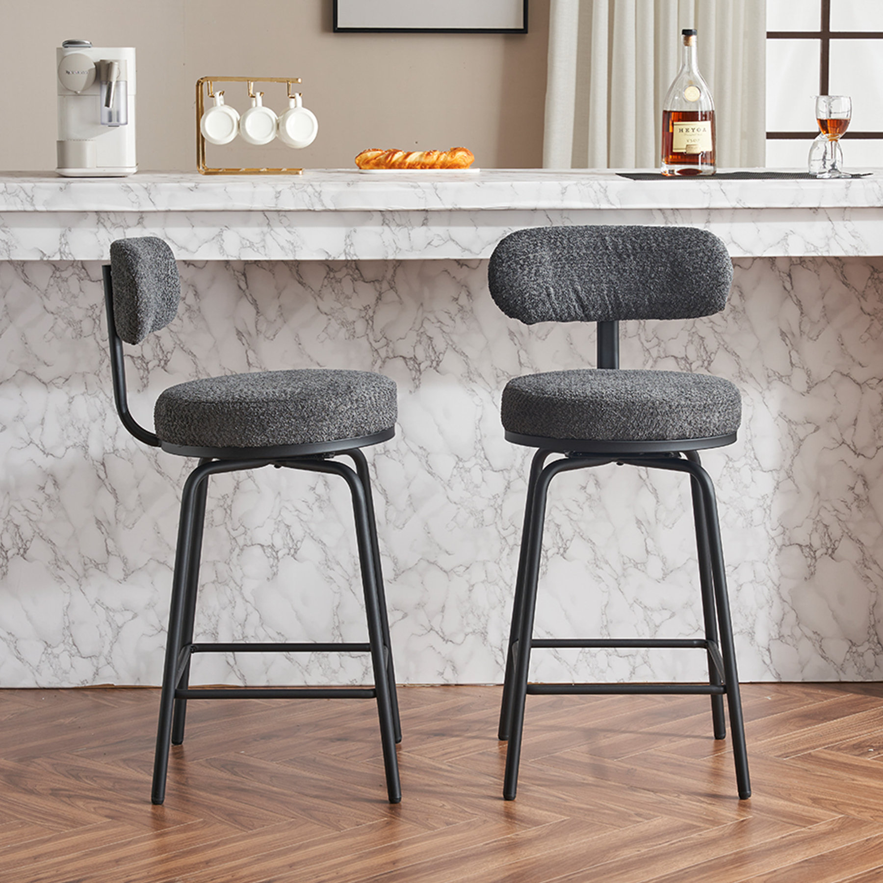 Corrigan Studio® Modern Swivel Bar Stools Set of 2 | Wayfair