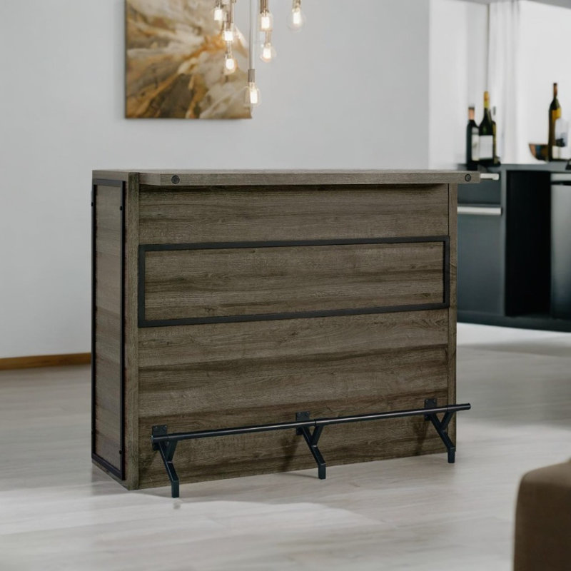 Gracie Oaks Jolina Aged Oak 5 Shelf Bar Unit | Wayfair