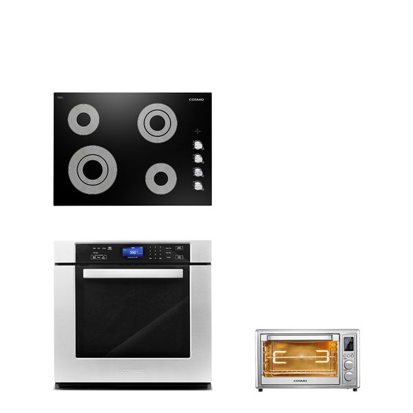 Cosmo 3 Piece Kitchen Appliance Package With 30" Electric Cooktop 20 ...