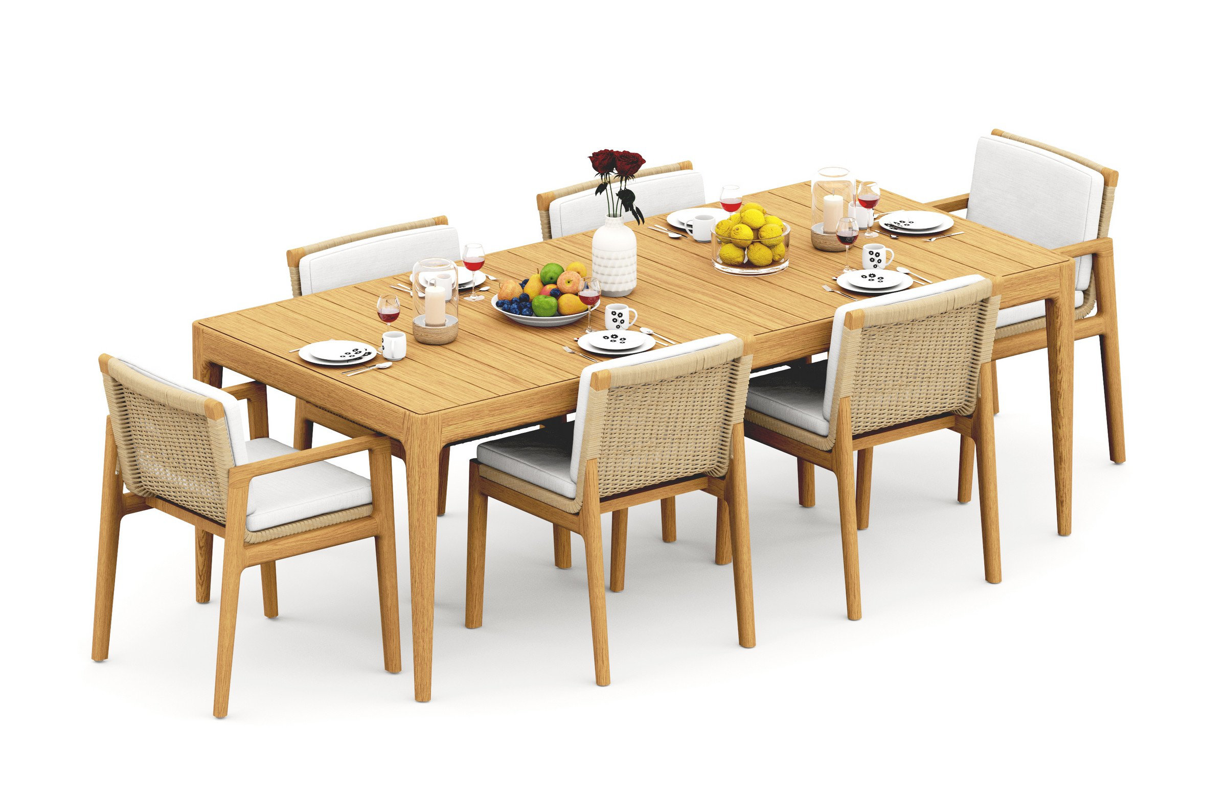 Teak Smith 6 Seats 7 Pcs Grade-A Teak Wood Dining Set: 84" Amilo ...