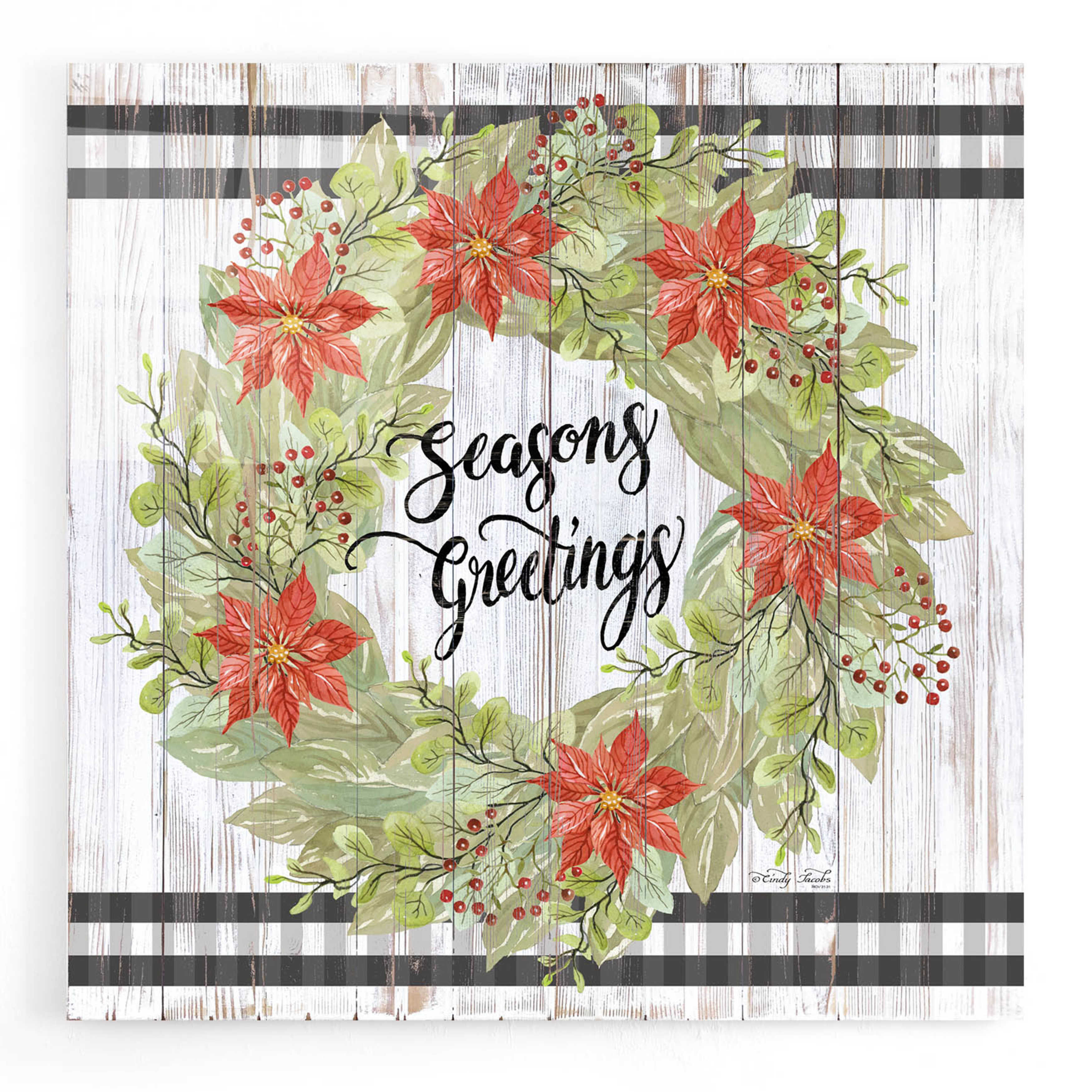 Winston Porter Seasons Greetings Wreath by Cindy Jacobs - Unframed ...