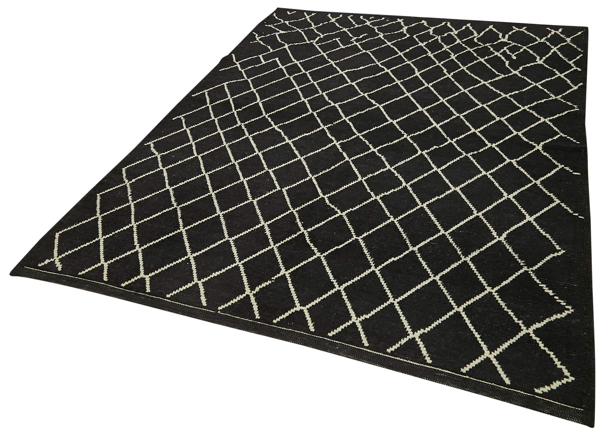 Union Rustic Madisun Black Geometric Wool Handmade Area Rug | Wayfair