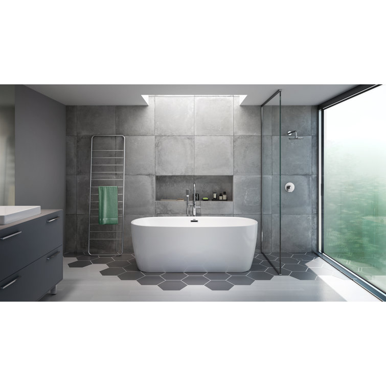 JACUZZI® PRIMO® 6731 Freestanding Bath White With NW50827 Chrome Round ...